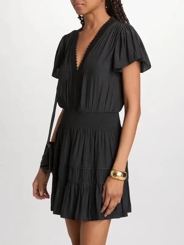 Ramy Brook Irene Tiered Mini Dress - Black