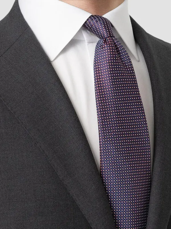 Eton Micro Geometric Silk Tie - Red