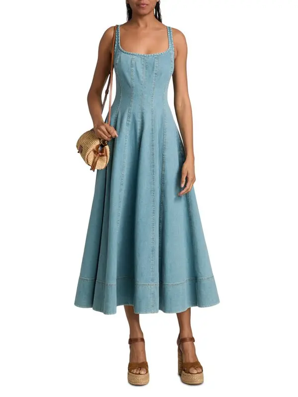 TOCCIN Tia Stretch Denim Midi-dress