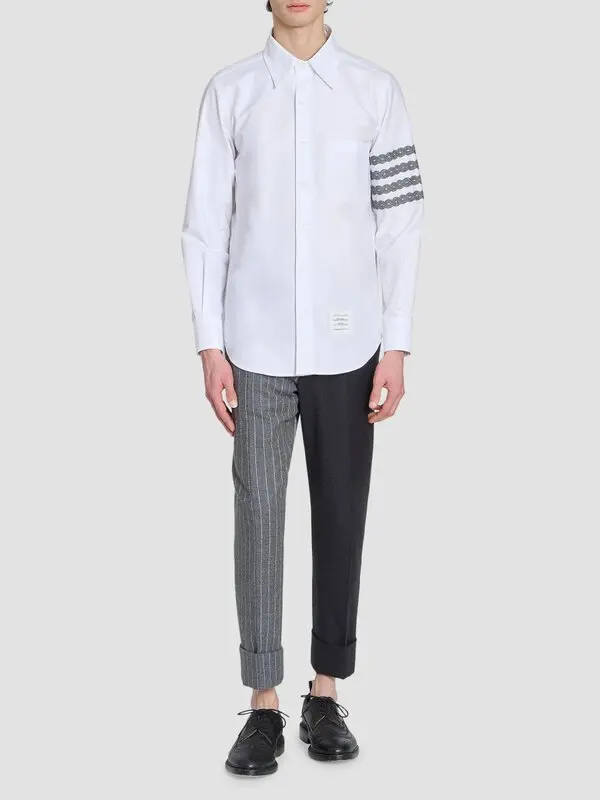 Thom Browne Unraveling Cable 4-bar Straight-fit Oxford Shirt