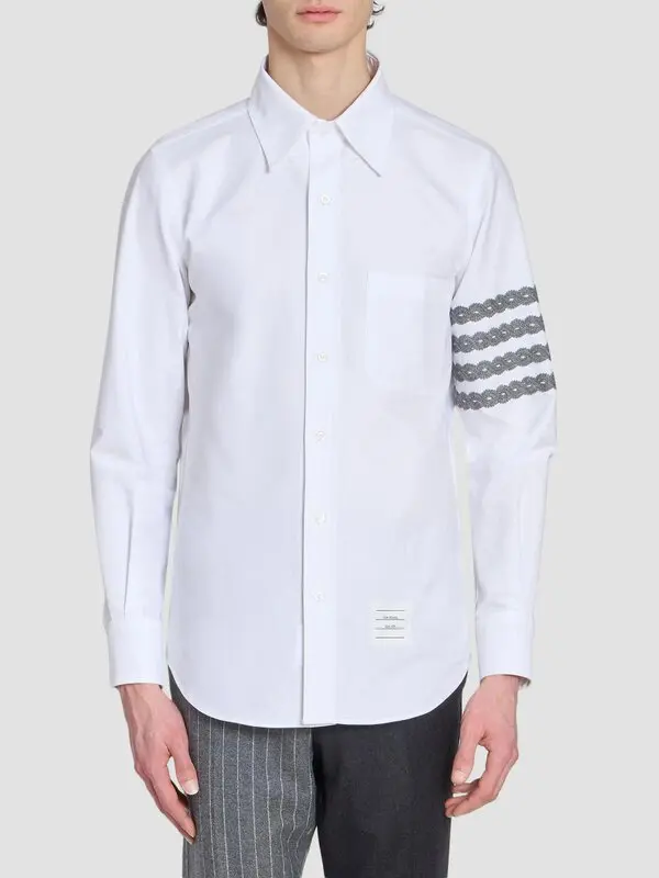 Thom Browne Unraveling Cable 4-bar Straight-fit Oxford Shirt