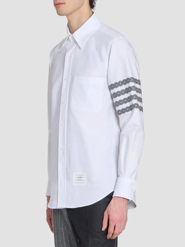 Thom Browne Unraveling Cable 4-bar Straight-fit Oxford Shirt