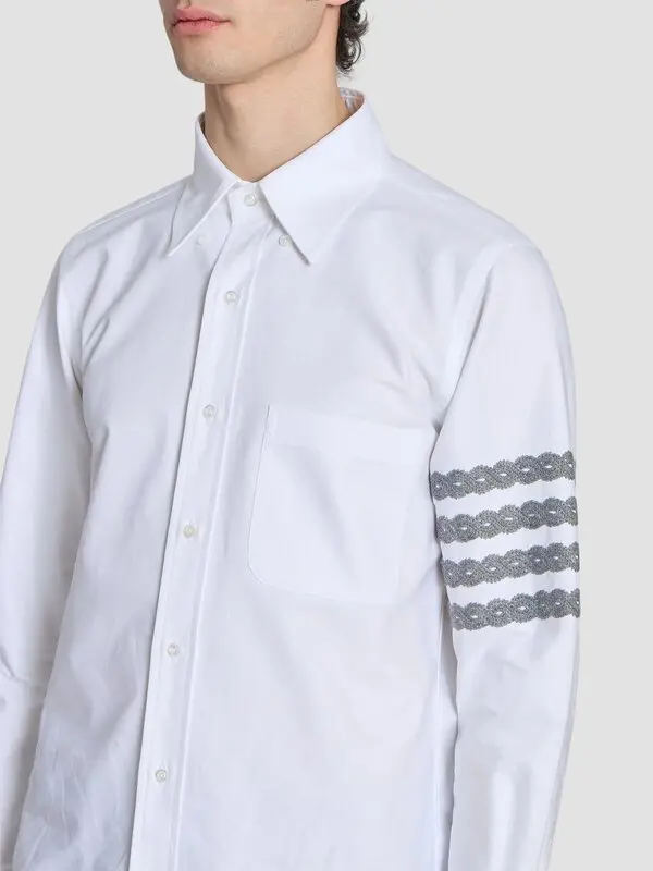Thom Browne Unraveling Cable 4-bar Straight-fit Oxford Shirt