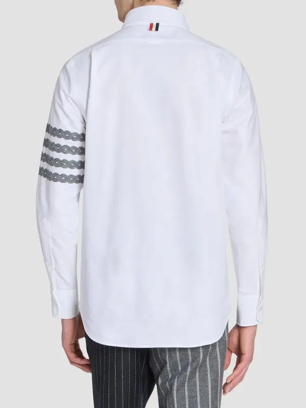 Thom Browne Unraveling Cable 4-bar Straight-fit Oxford Shirt