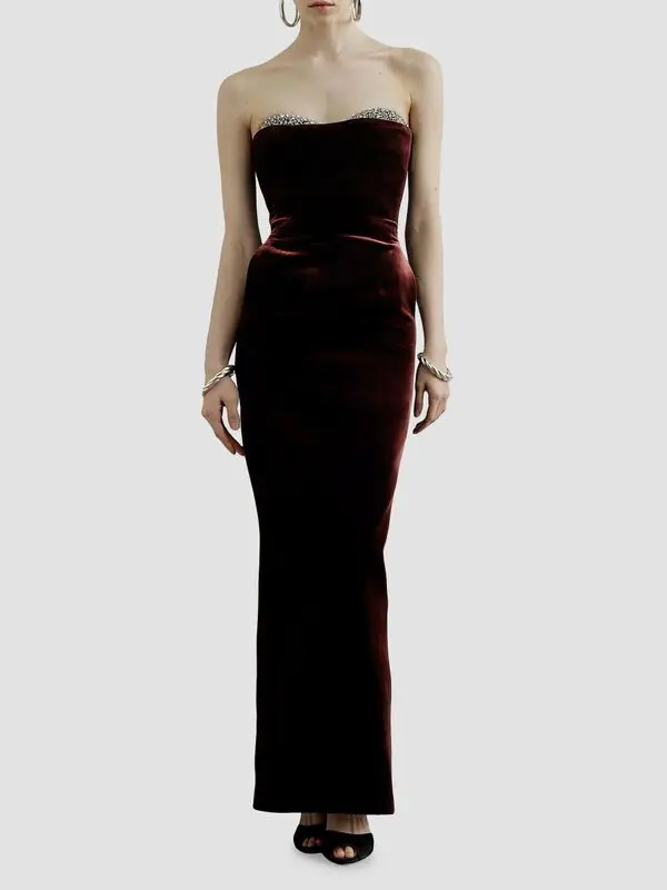 THE NEW ARRIVALS ILKYAZ OZEL Noelie Rhinestone Velvet Gown - Budapest