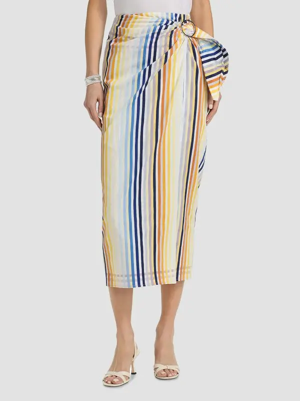 TOCCIN Madison Striped Cotton Midi-skirt