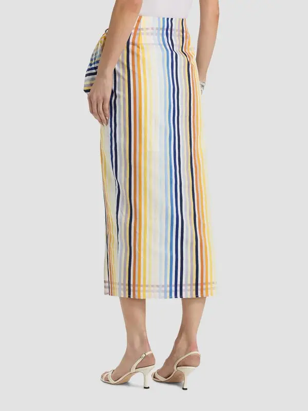 TOCCIN Madison Striped Cotton Midi-skirt
