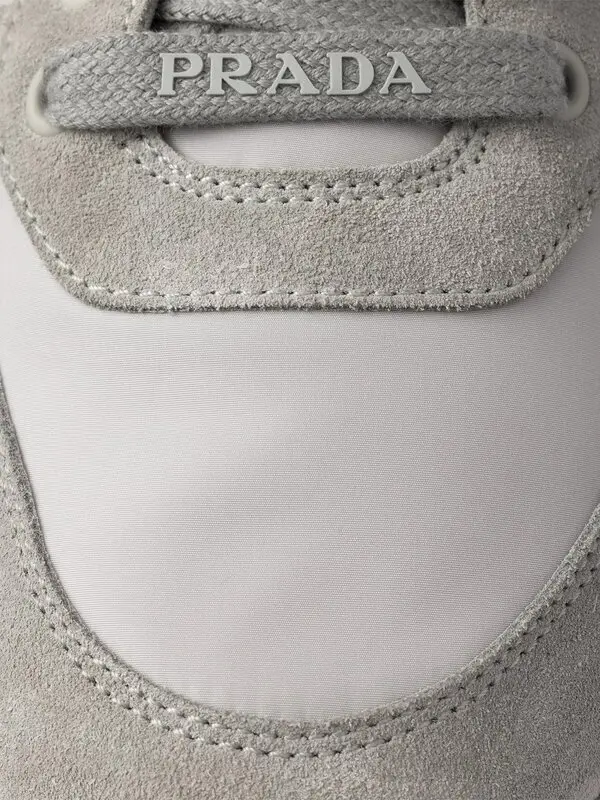 Prada Prax 2.0 Re-nylon And Suede Sneakers - Grey