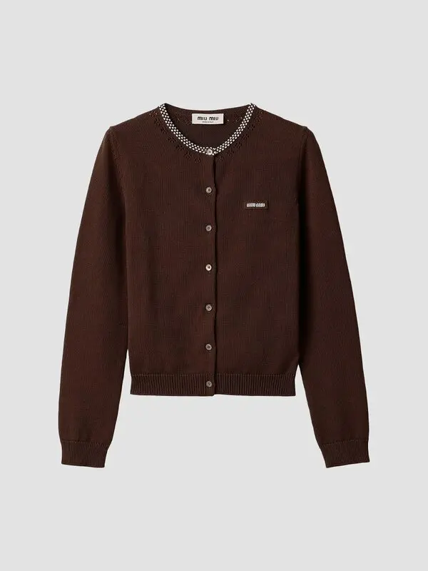 Miu Miu Cotton Cardigan - Brown