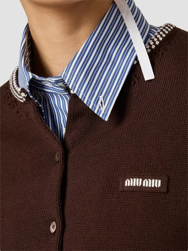 Miu Miu Cotton Cardigan - Brown