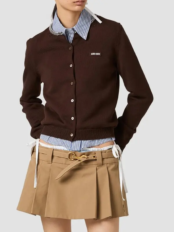 Miu Miu Cotton Cardigan - Brown