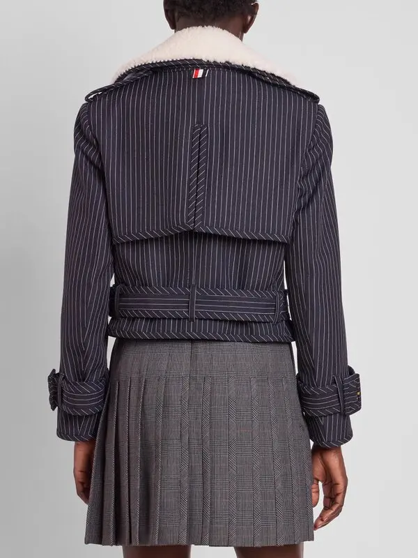 Thom Browne Striped Virgin Wool-shearling Trench Jacket