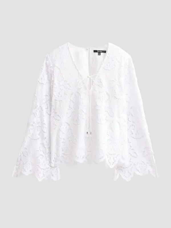 TOCCIN Halina Broderie Anglaise Tieneck Blouse - Optic
