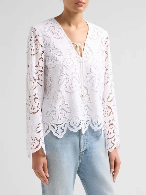 TOCCIN Halina Broderie Anglaise Tieneck Blouse