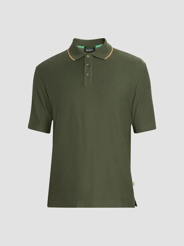 Scotch & Soda Micro-chevron Cotton Fit Polo Shirt