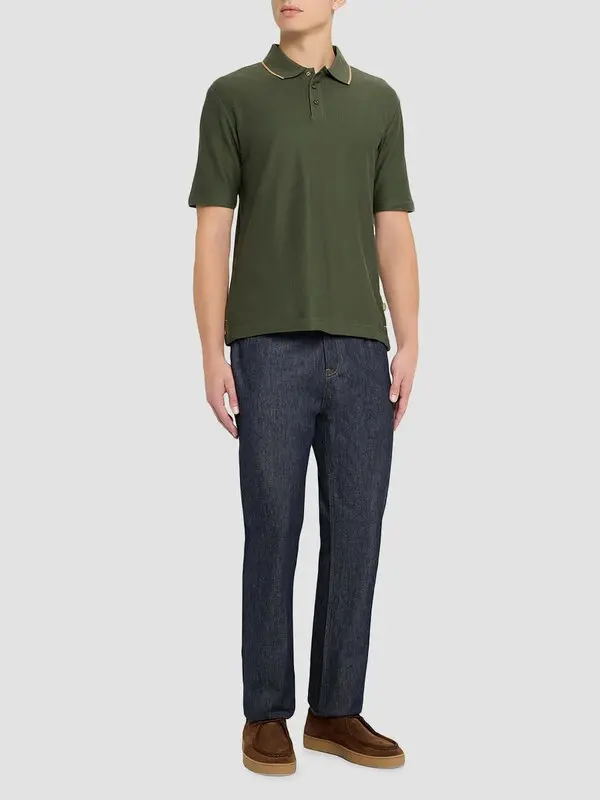 Scotch & Soda Micro-chevron Cotton Fit Polo Shirt