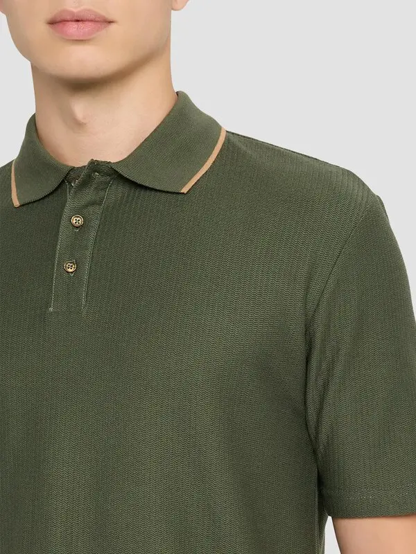 Scotch & Soda Micro-chevron Cotton Fit Polo Shirt