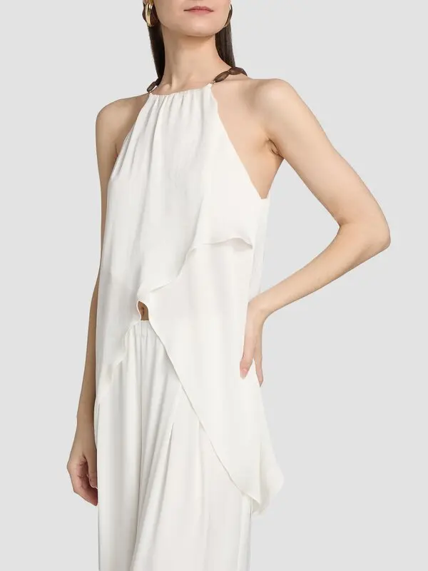 Ramy Brook Ayla Beaded Halterneck Handkerchief Top