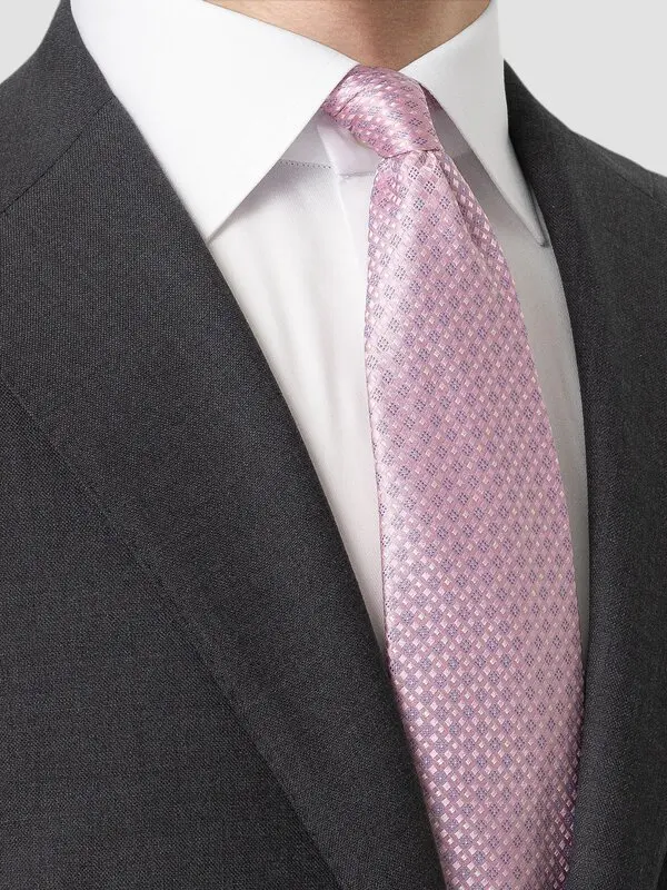 Eton Micro-geometric Silk Tie - Pink