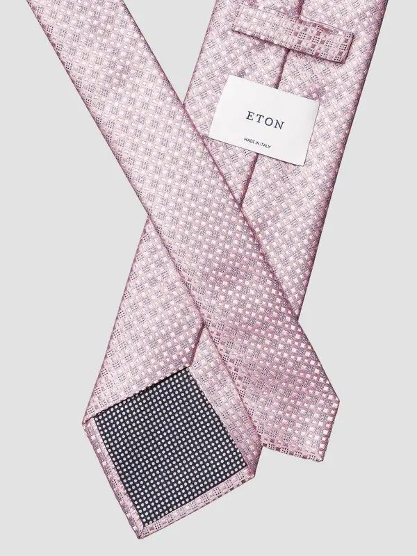 Eton Micro-geometric Silk Tie - Pink