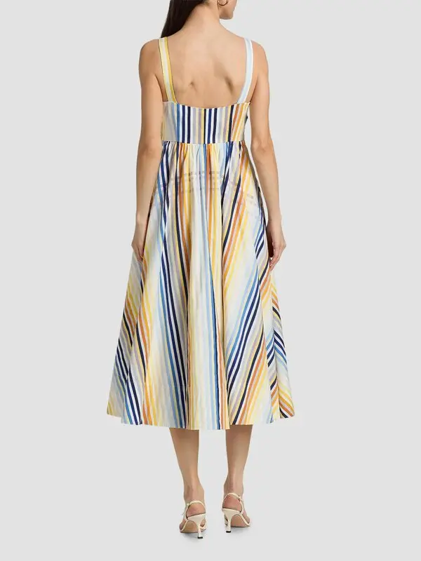 TOCCIN Wren Striped Double-tie Cotton Midi-dress