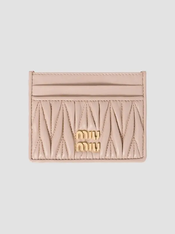 Miu Miu Matelassé Nappa Leather Card Holder - Beige