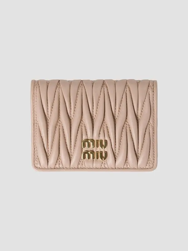 Miu Miu Matelassé Nappa Leather Card Holder - Beige