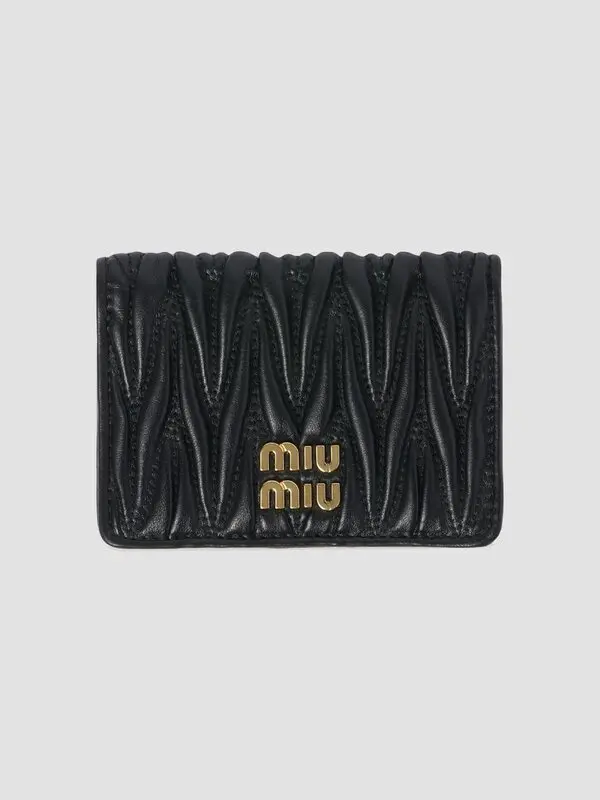 Miu Miu Matelassé Nappa Leather Card Holder - Black