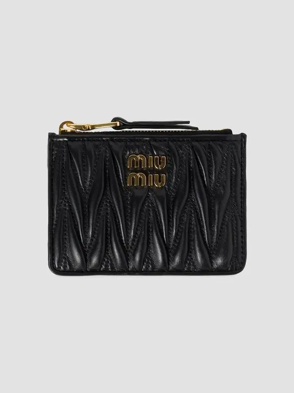 Miu Miu Matelassé Nappa Leather Card Holder - Black