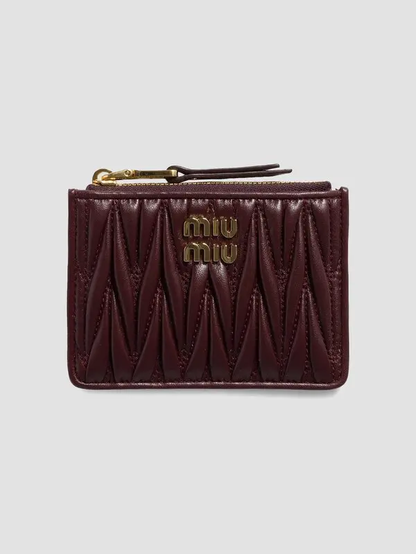 Miu Miu Matelassé Nappa Leather Card Holder - Dark Red