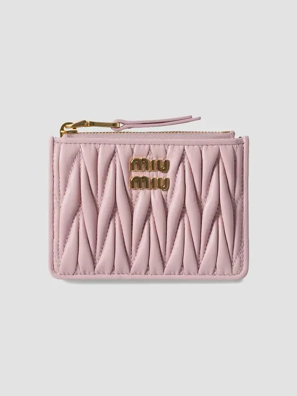 Miu Miu Matelassé Nappa Leather Card Holder - Pink