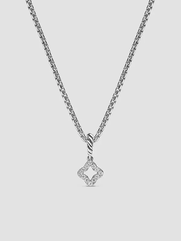 David Yurman Micro Pavé Quatrefoil Amulet In Sterling Silver With Diamonds, 7.4mm - Diamond
