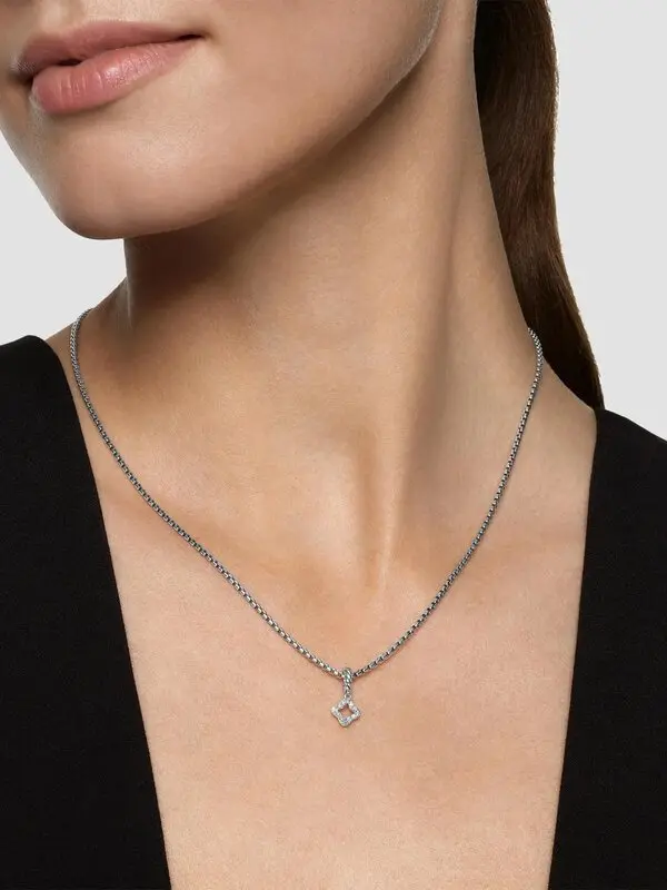 David Yurman Micro Pavé Quatrefoil Amulet In Sterling Silver With Diamonds, 7.4mm