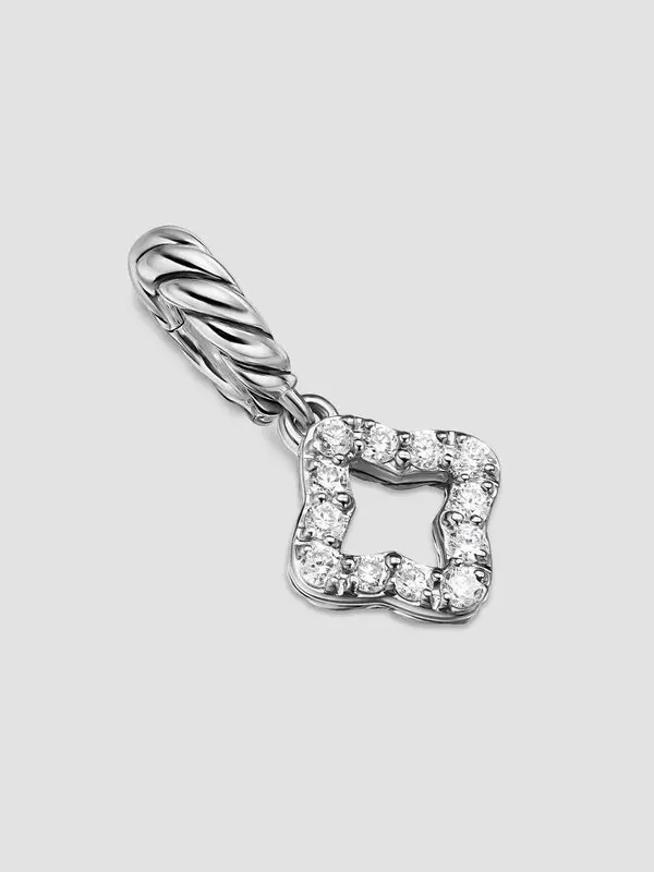 David Yurman Micro Pavé Quatrefoil Amulet In Sterling Silver With Diamonds, 7.4mm