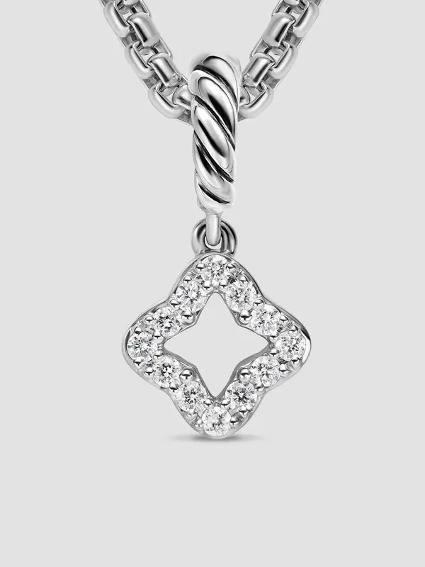David Yurman Micro Pavé Quatrefoil Amulet In Sterling Silver With Diamonds, 7.4mm