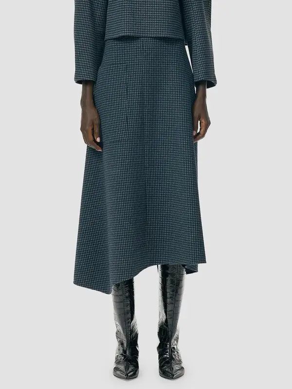 Tibi Camille Check Origami Faux-wrap Skirt - Grey Check