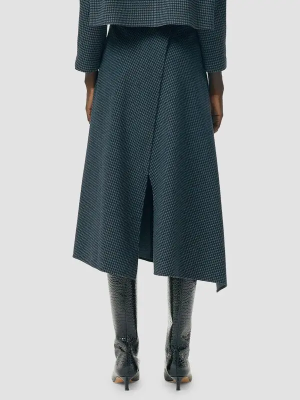 Tibi Camille Check Origami Faux-wrap Skirt