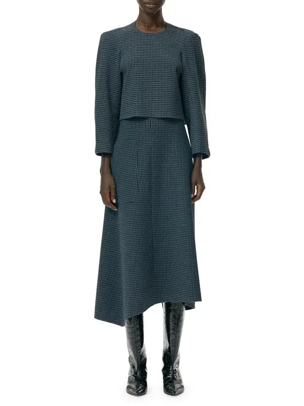 Tibi Camille Check Origami Faux-wrap Skirt