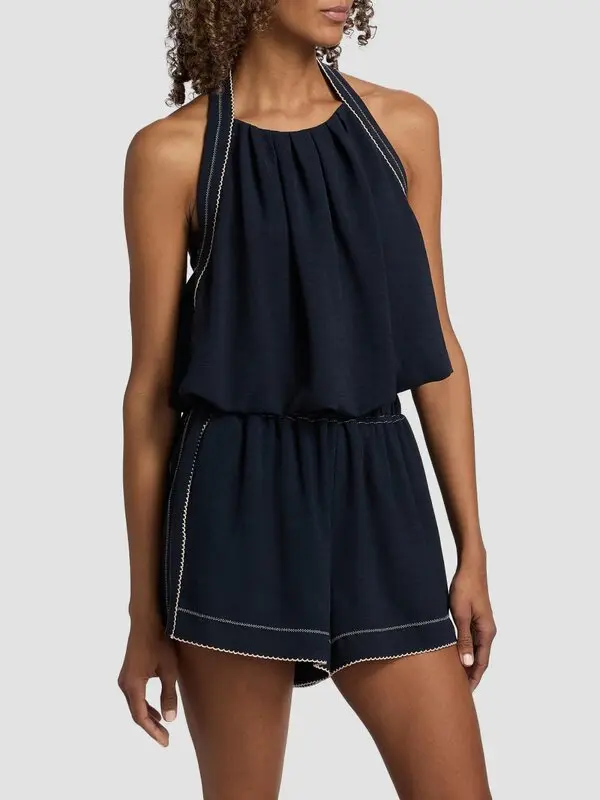 Ramy Brook Briar Halterneck Embroidered Blouse