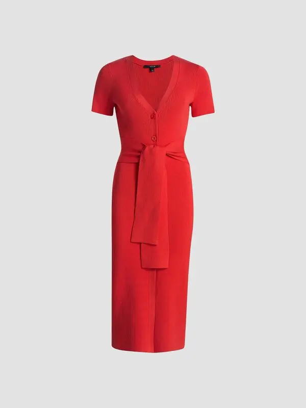 TOCCIN Agnes Rib-knit Midi-dress - Tomato