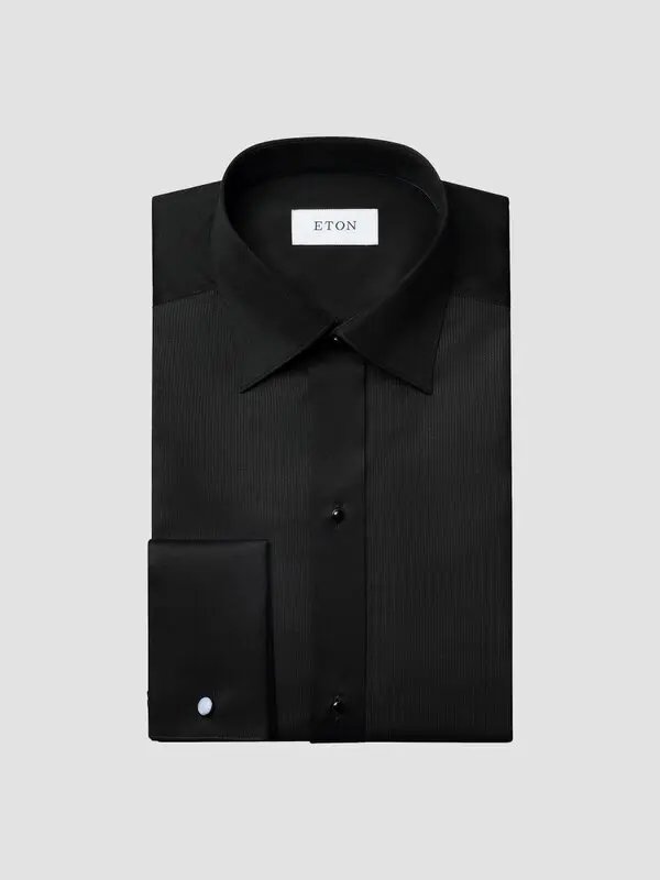 Eton Contemporary-fit Plissé Bib Formal Shirt - Black