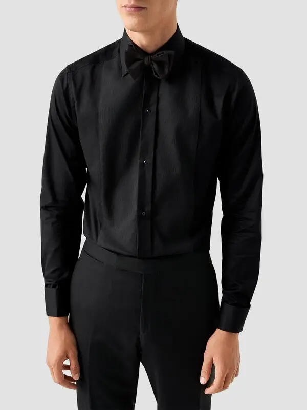 Eton Contemporary-fit Plissé Bib Formal Shirt - Black