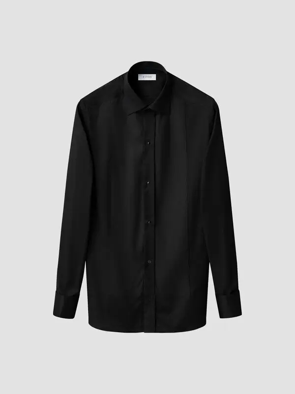 Eton Contemporary-fit Plissé Bib Formal Shirt - Black
