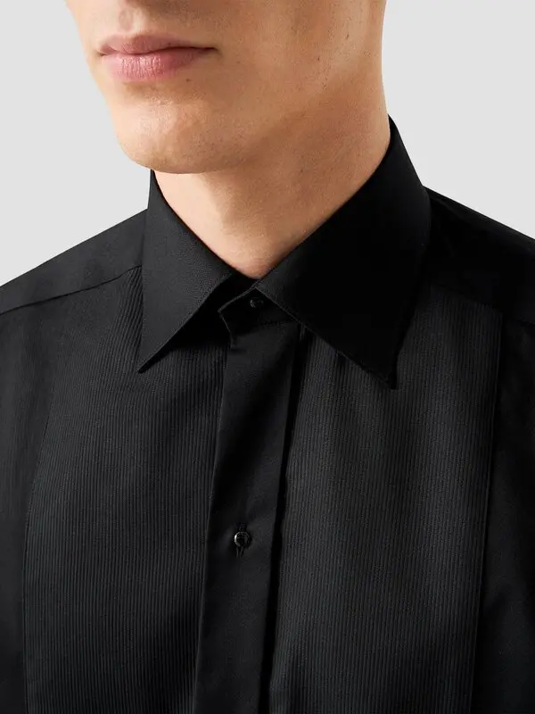 Eton Contemporary-fit Plissé Bib Formal Shirt - Black