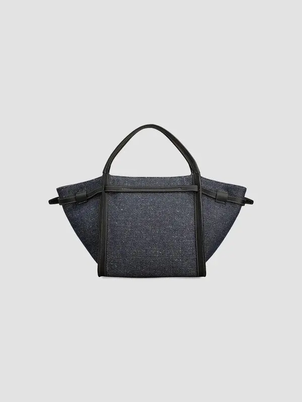 TOD'S Canvas & Leather Shopping Tote Bag - Blue Denim