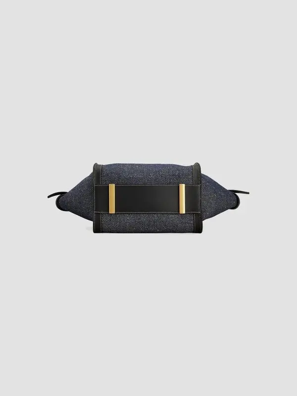 TOD'S Canvas & Leather Shopping Tote Bag - Blue Denim