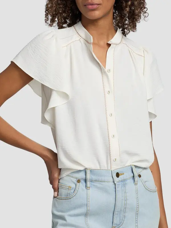 Ramy Brook Aurora Flutter-sleeve Top