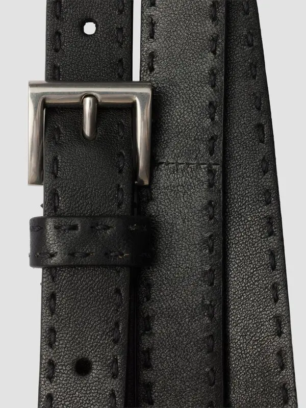 Prada Antiqued Leather Belt - Black