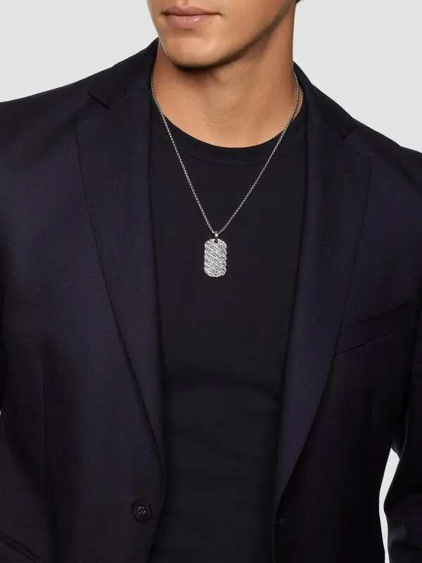 David Yurman Sculpted Cable Tag In Sterling - Diamond