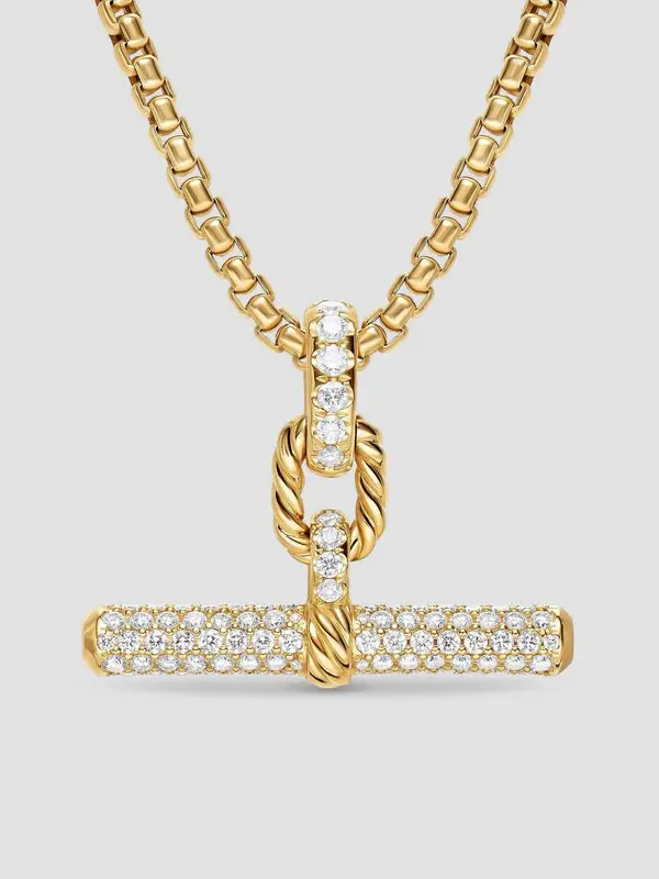 David Yurman Dy Madison Toggle Pendant In 18k Yellow Gold With Diamonds, 29mm - Diamond